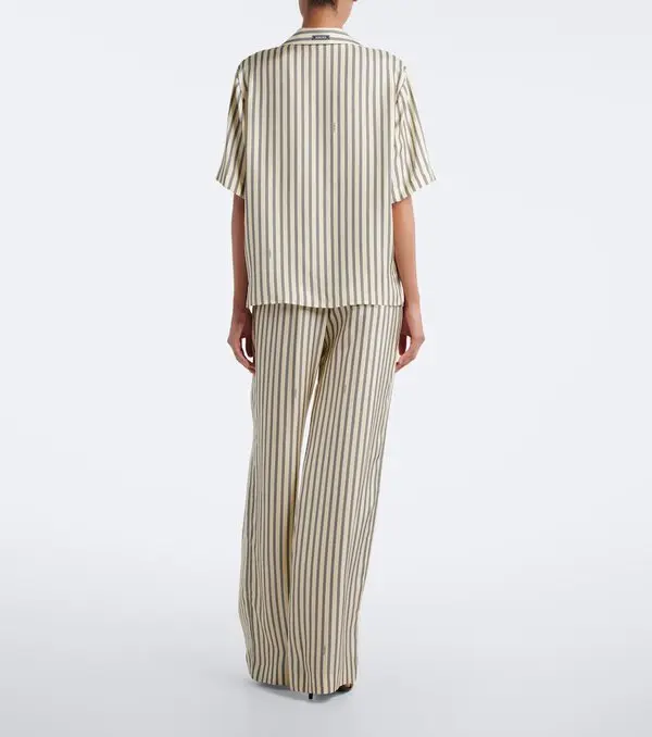 Versace Striped Silk Wide-leg Pants