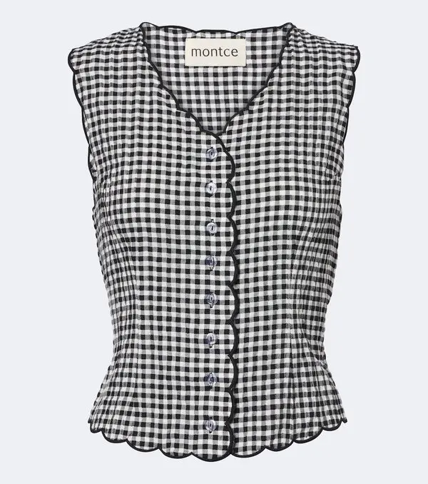 MONTCE Gingham Scalloped Vest - Black