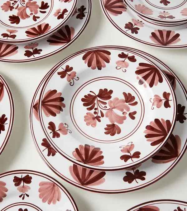 CABANA Blossom Set Of 2 Ceramic Soup Plates - Brown