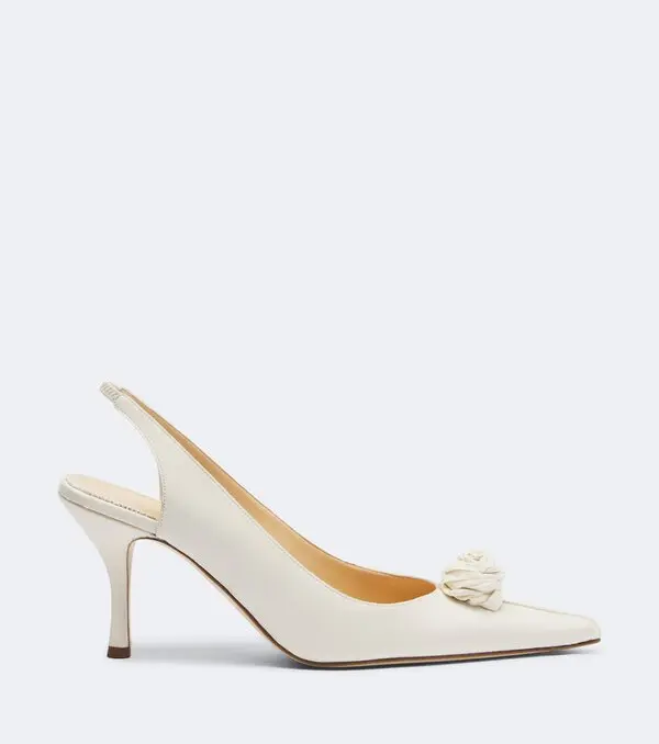 Magda Butrym Floral-applique Satin Slingback Pumps