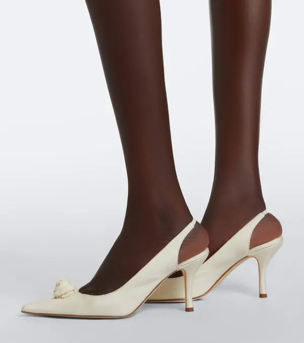 Magda Butrym Floral-applique Satin Slingback Pumps