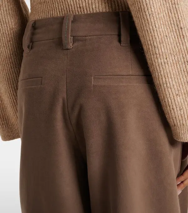 Brunello Cucinelli Monili Cotton Wide-leg Pants