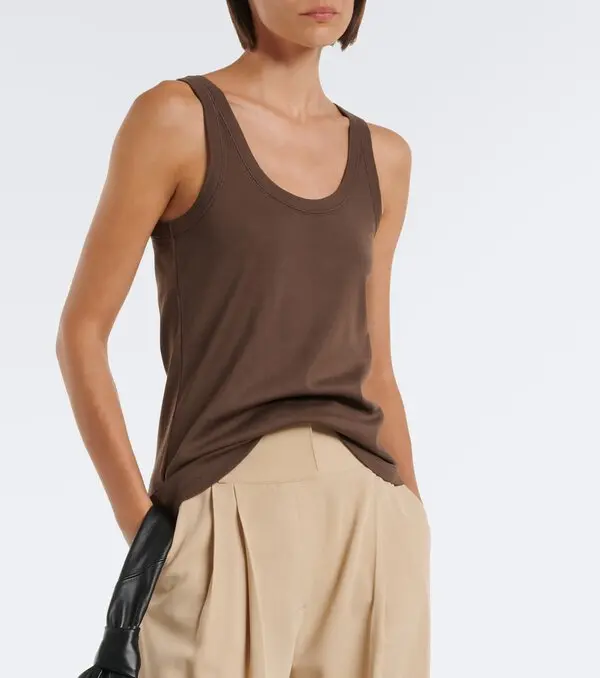 LEMAIRE Ribbed-knit Cotton Tank Top - Brown