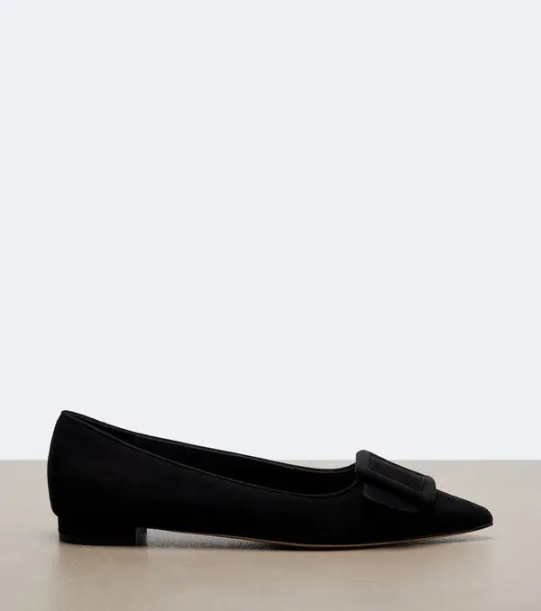 Manolo Blahnik Maysale Suede Ballet Flats