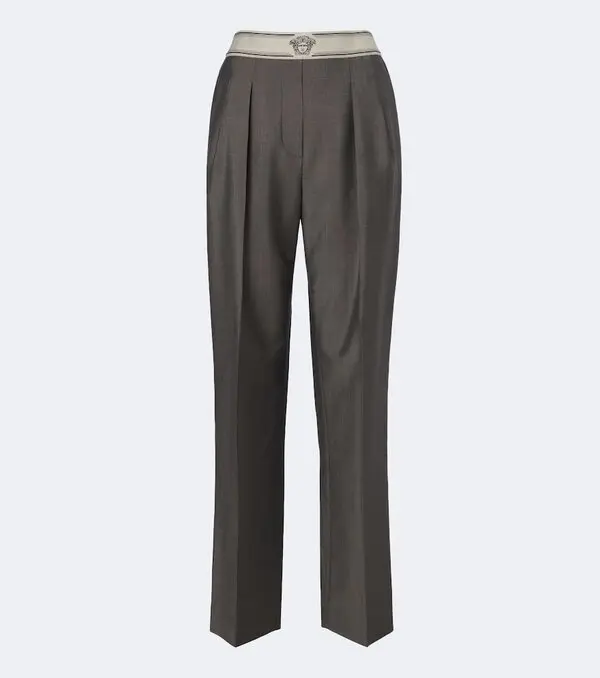 Versace Wool And Mohair Straight Pants - Grey