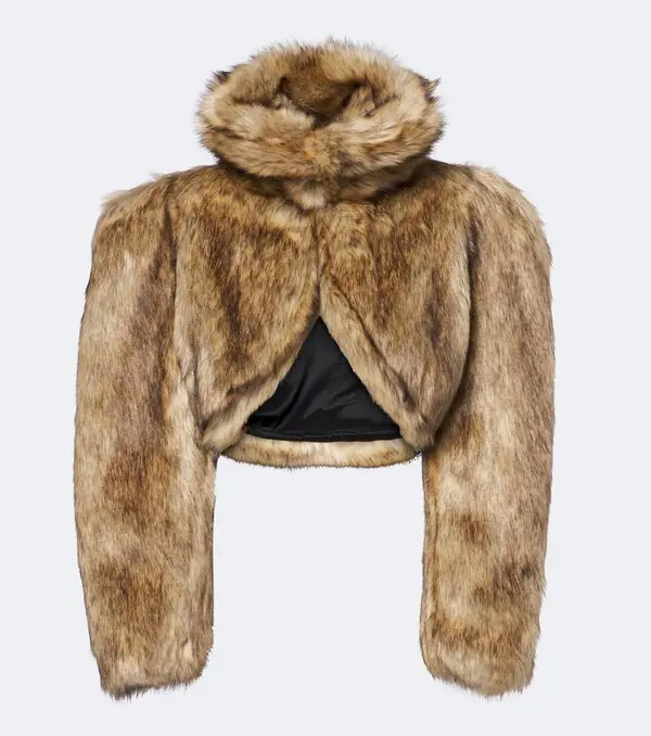 David Koma Cropped Turtleneck Jacket - Brown