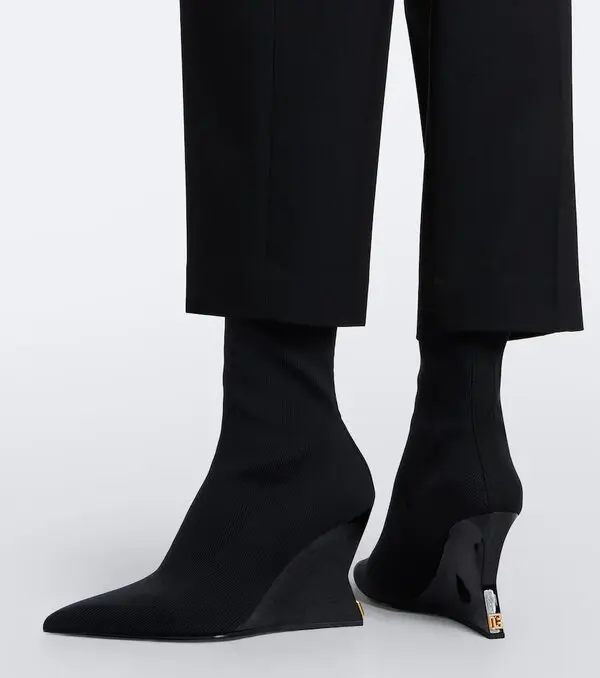 Balmain Knitted Wedge Ankle Boots