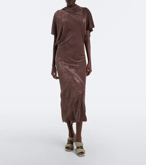Rick Owens Twisted Cantilever Suede Wedge Mules - Grey