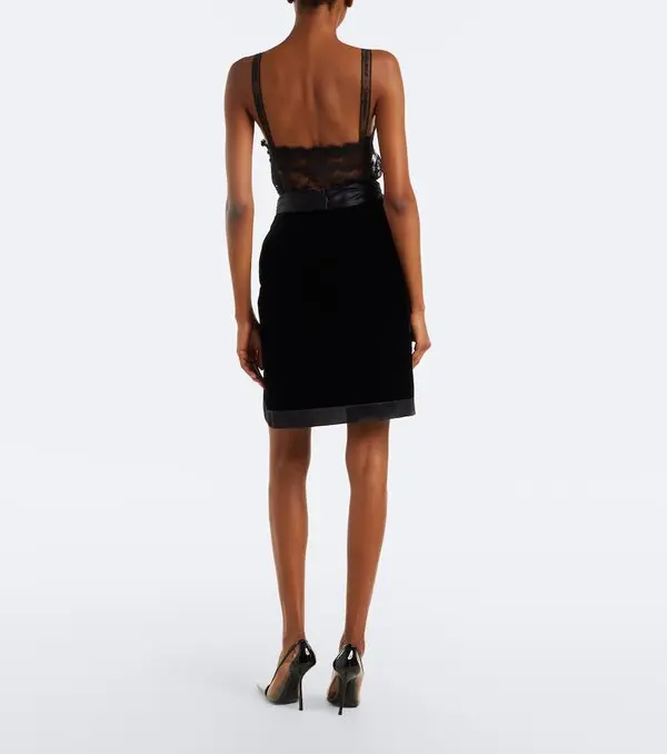 Saint Laurent Velvet Wrap Skirt With Silk Trim