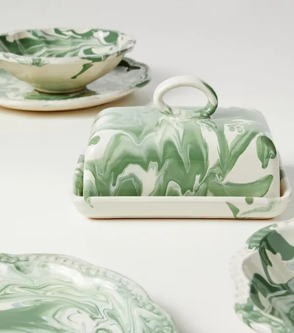 CABANA Marbled Ceramic Butter Dish