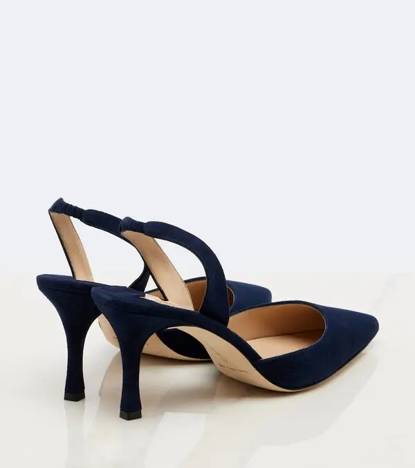 Manolo Blahnik Carolyne 70 Suede Slingback Pumps - Blue
