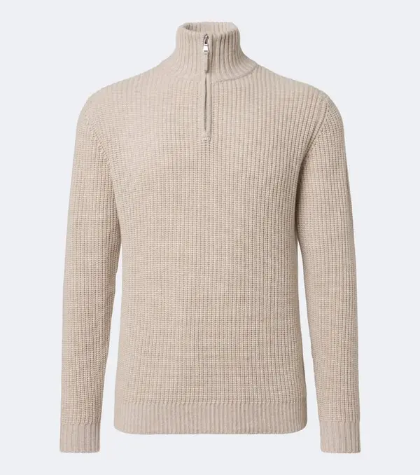 ALLUDE Wool And Cashmere Half-zip Sweater - Beige