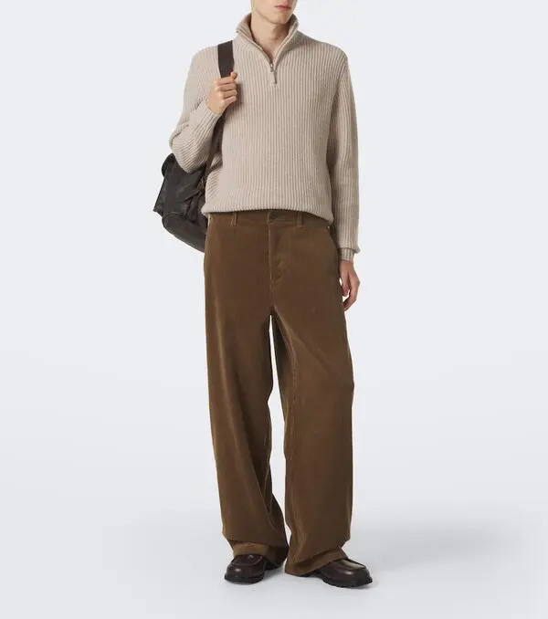 ALLUDE Wool And Cashmere Half-zip Sweater