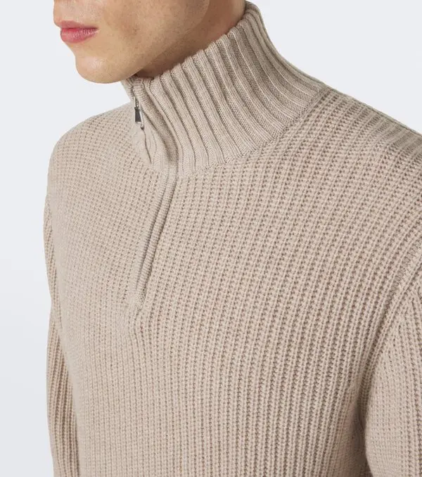 ALLUDE Wool And Cashmere Half-zip Sweater