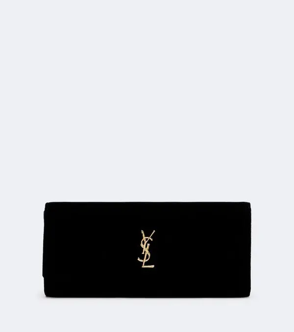 Saint Laurent Cassandre Velvet Clutch - Black