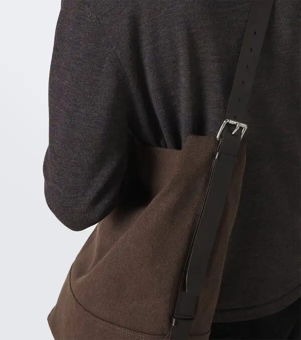 LEMAIRE Belted Leather-trimmed Canvas Tote Bag