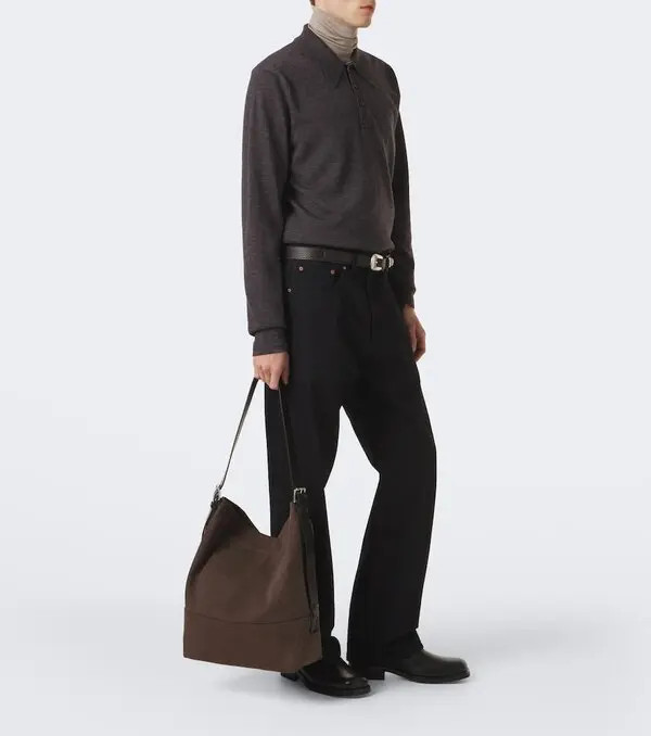 LEMAIRE Belted Leather-trimmed Canvas Tote Bag