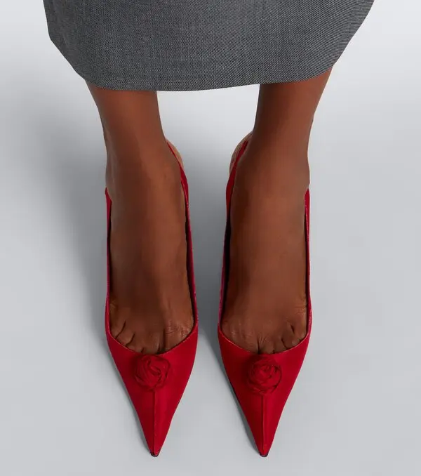Magda Butrym Floral-applique Satin Slingback Pumps