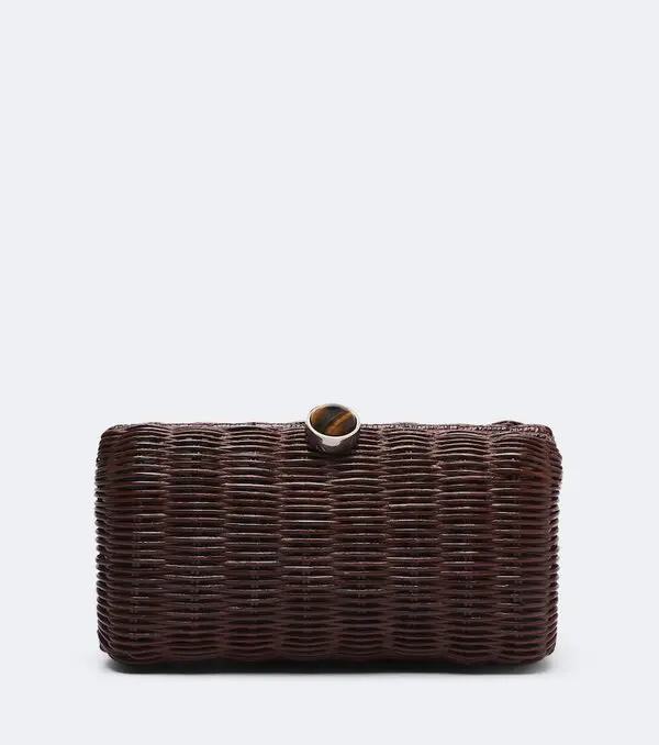 Judith Leiber Poppy Embellished Woven Clutch - Brown