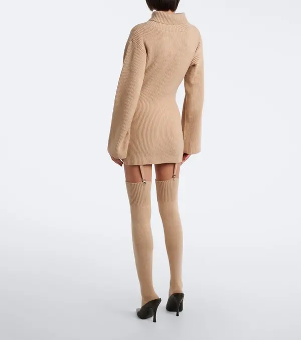 AYA MUSE Ribbed-knit Wool Dress And Tights Set