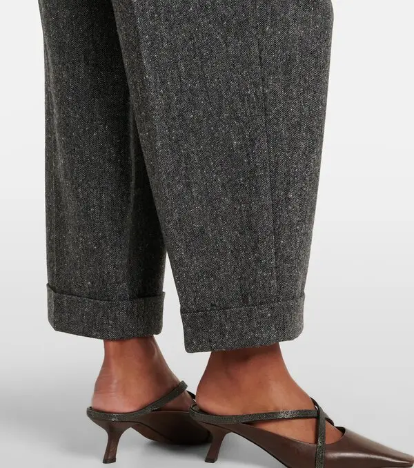 Brunello Cucinelli Pleated Wool-blend Tapered Pants