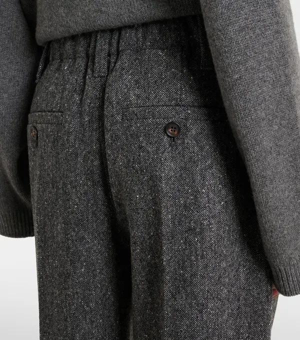 Brunello Cucinelli Pleated Wool-blend Tapered Pants