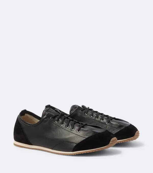 LEMAIRE Gummy Grips Suede-trimmed Leather Sneakers - Black