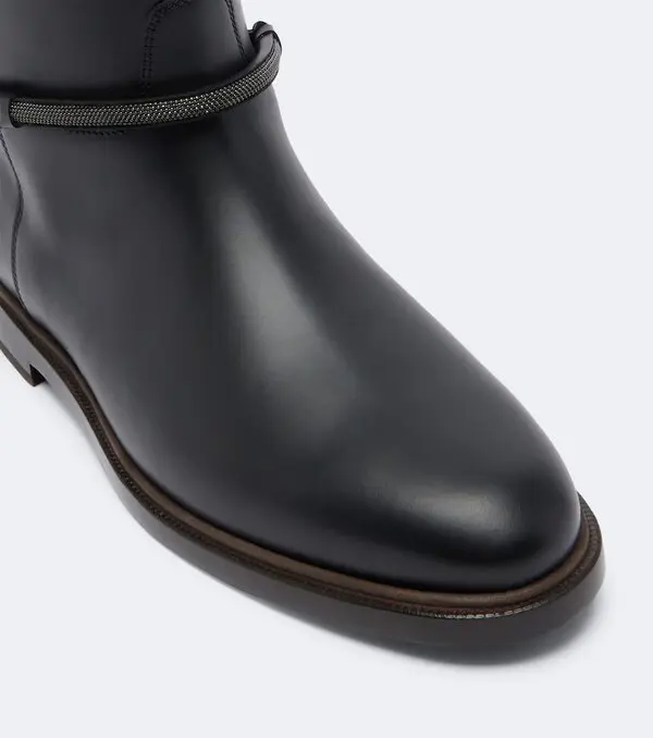 Brunello Cucinelli Monili Leather Knee-high Boots
