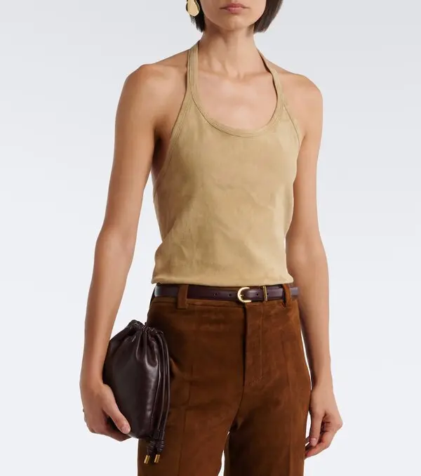 Stouls Cherry Halterneck Suede Top