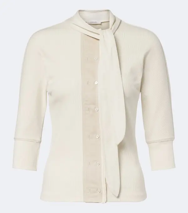 LEMAIRE Ribbed-knit Cotton And Linen Top - Beige