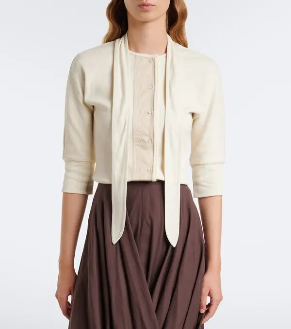 LEMAIRE Ribbed-knit Cotton And Linen Top - Beige