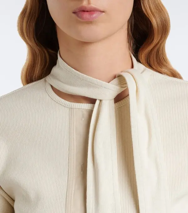 LEMAIRE Ribbed-knit Cotton And Linen Top - Beige