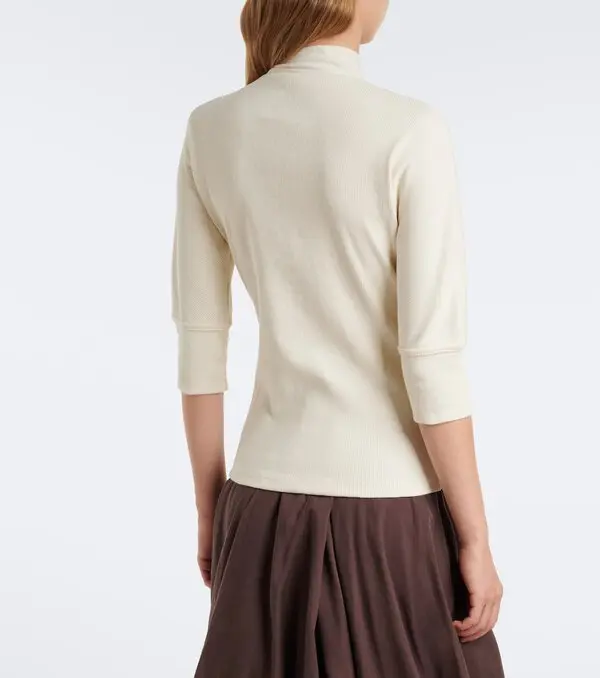 LEMAIRE Ribbed-knit Cotton And Linen Top - Beige