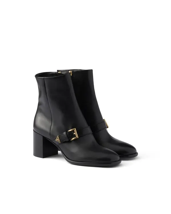 Prada Leather Booties - Black