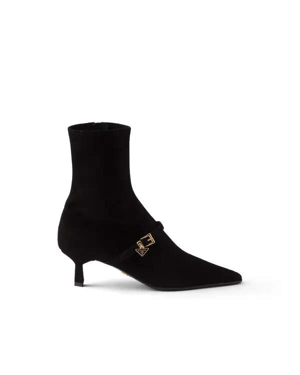 Prada Stretch Suede Booties