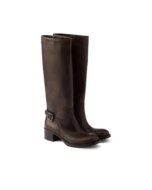 Prada Leather Boots - Teak