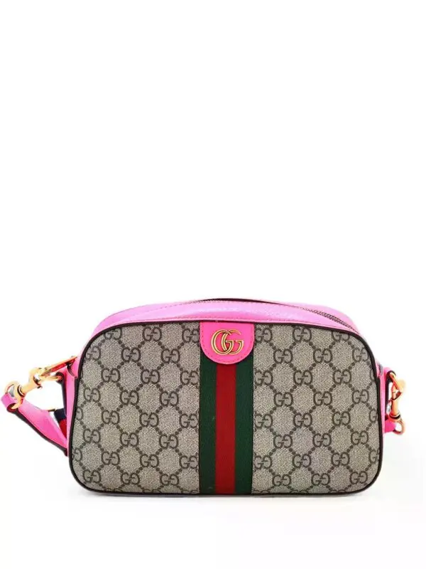 Gucci Ophidia Convertible Camera Bag Gg Coated Canvas With Leather Small Shoulder Bag - Brown