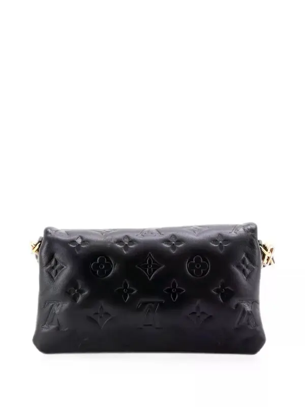 LOUIS VUITTON Convertible Coussin Pochette Monogram Embossed Lambskin Shoulder Bag - Black