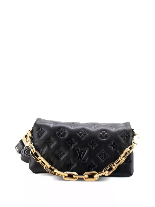 LOUIS VUITTON Convertible Coussin Monogram Embossed Lambskin Shoulder Bag - Black