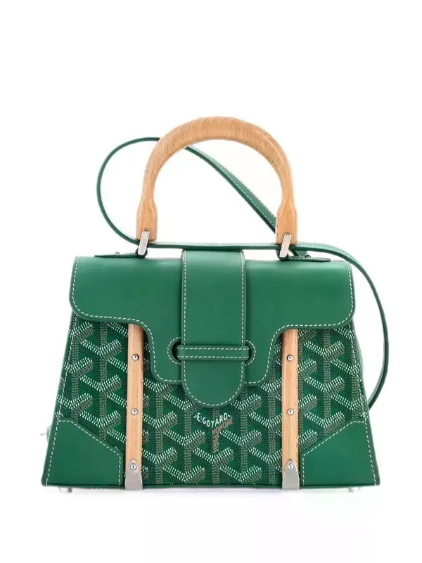 Goyard Structured Saigon Top Handle Bag Coated Canvas With Leather Mini Satchel - Green