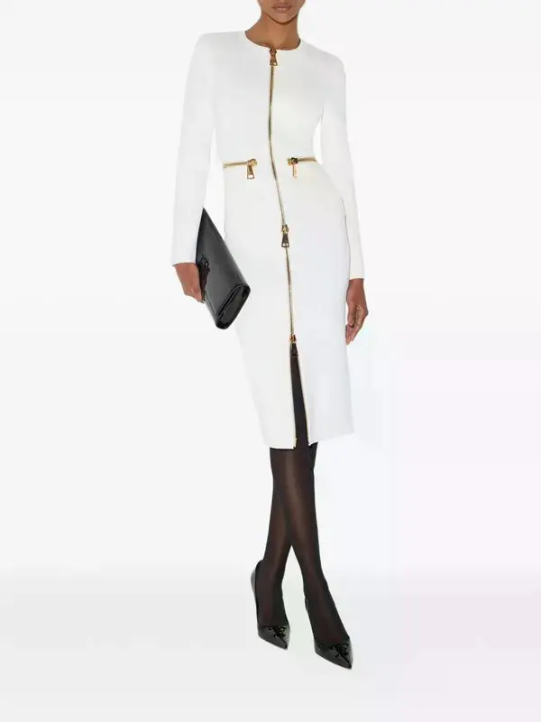 Elisabetta Franchi Knit Cardigan With Golden Zip Detailing - White