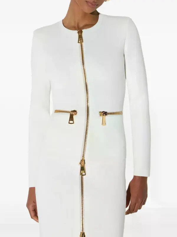 Elisabetta Franchi Knit Cardigan With Golden Zip Detailing - White