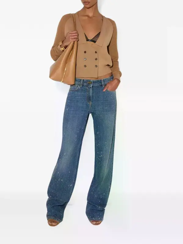 Elisabetta Franchi Palazzo Jeans With Rhinestones