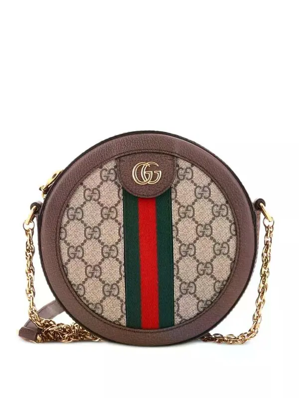 Gucci Ophidia Round Shoulder Bag Gg Coated Canvas Mini - Brown