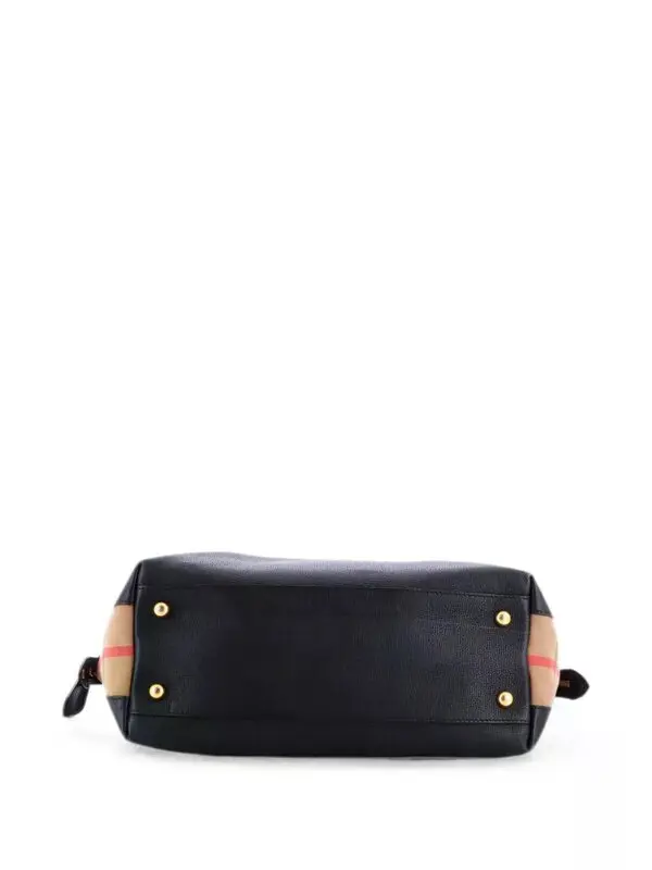 Burberry Welburn Leather And House Check Canvas Tote Bag
