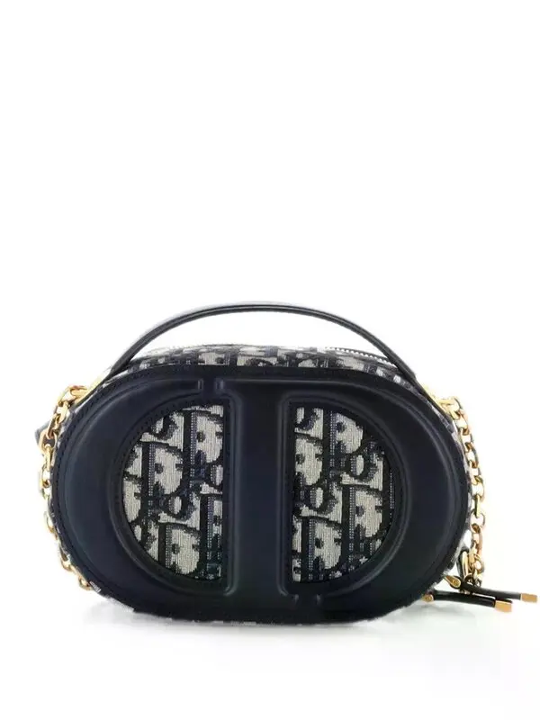 Dior Cd Signature Oval Camera Bag Oblique Canvas And Leather Crossbody Bag - Blue