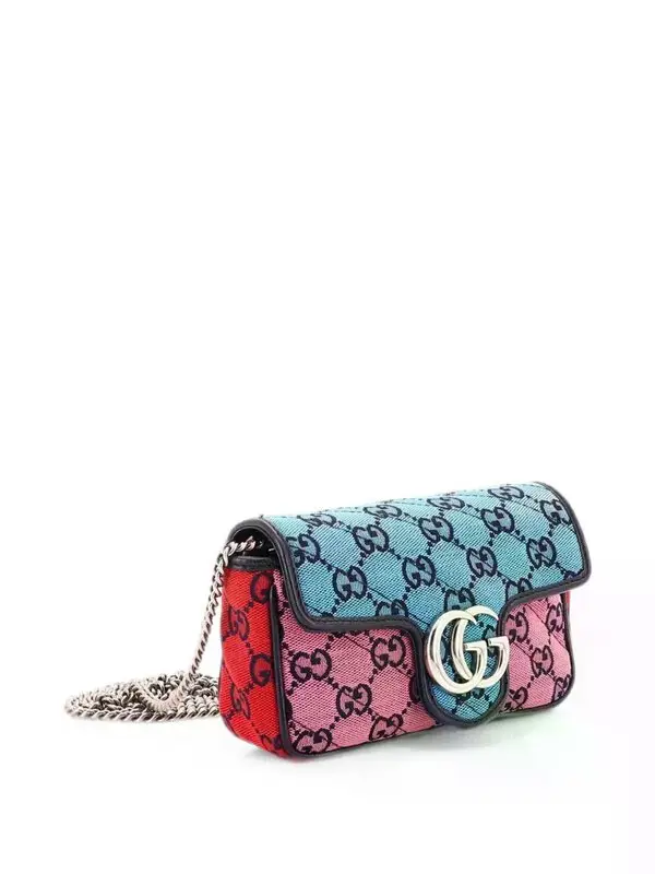 Gucci Gg Marmont Flap Bag Diagonal Quilted Gg Canvas Super Mini Crossbody Bag - Multicolour