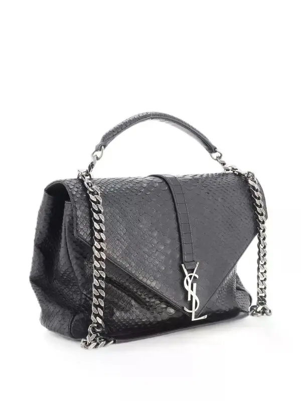 Saint Laurent Classic Monogram College Bag Python Embossed Leather Large Satchel
