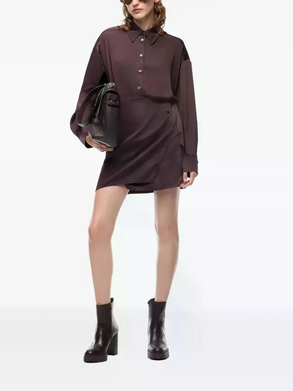 Pinko Wrap-style Long-sleeve Shirt Dress - Brown
