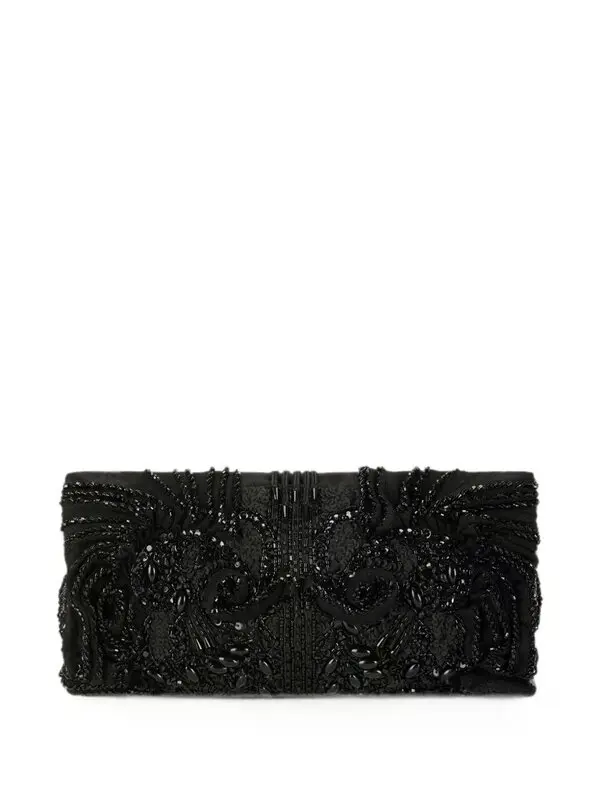 Elisabetta Franchi Bead-embroidered Satin Clutch Bag - Black